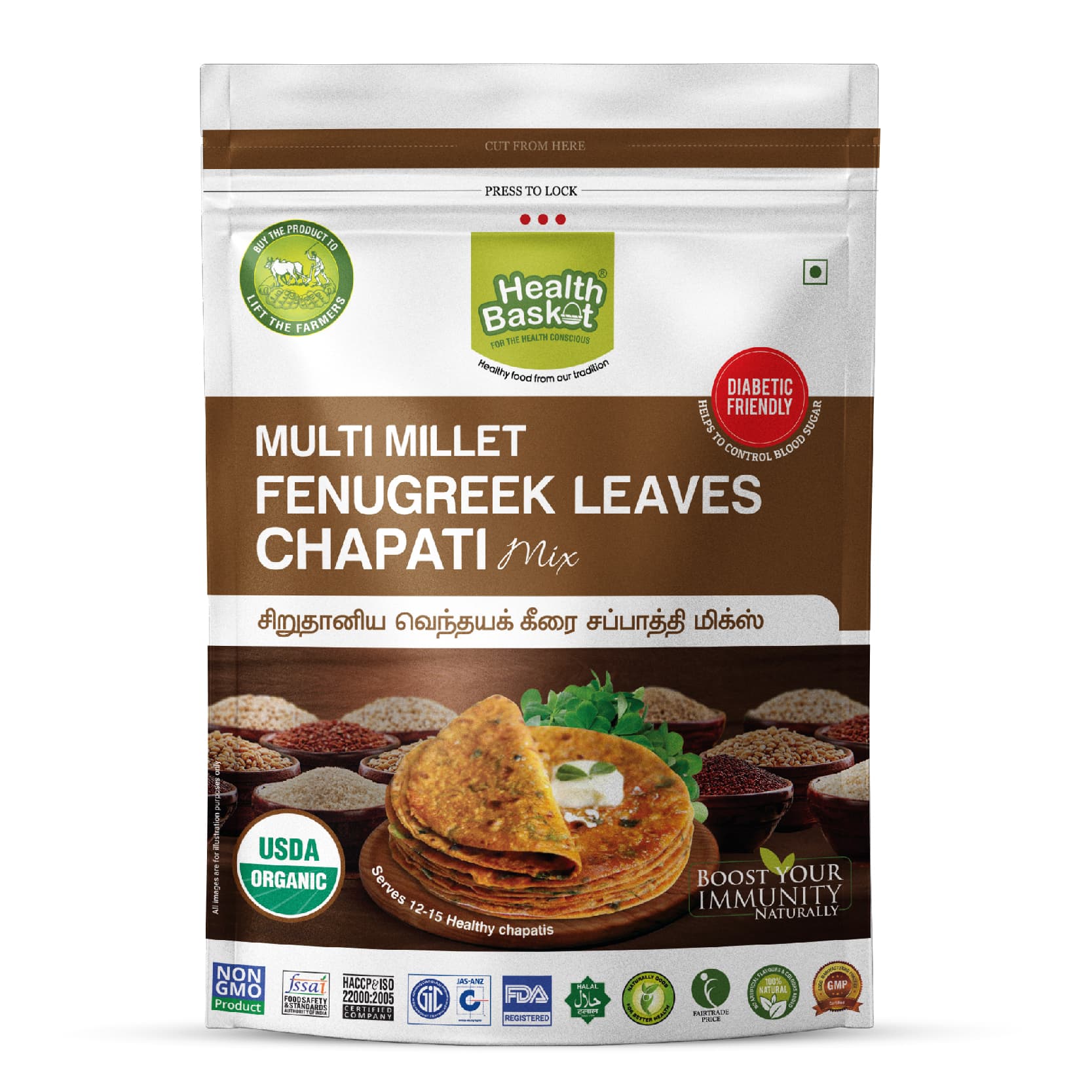 Multi Millet Fenugreek Leaves Chapati Mix-500 grams - Health Basket Online